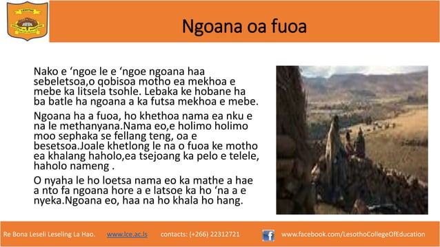 Tlhaho le kholo ea ngoana oa mosotho | PPTX