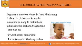 Tlhao le kholo ea ngoana mosotho | PPTX
