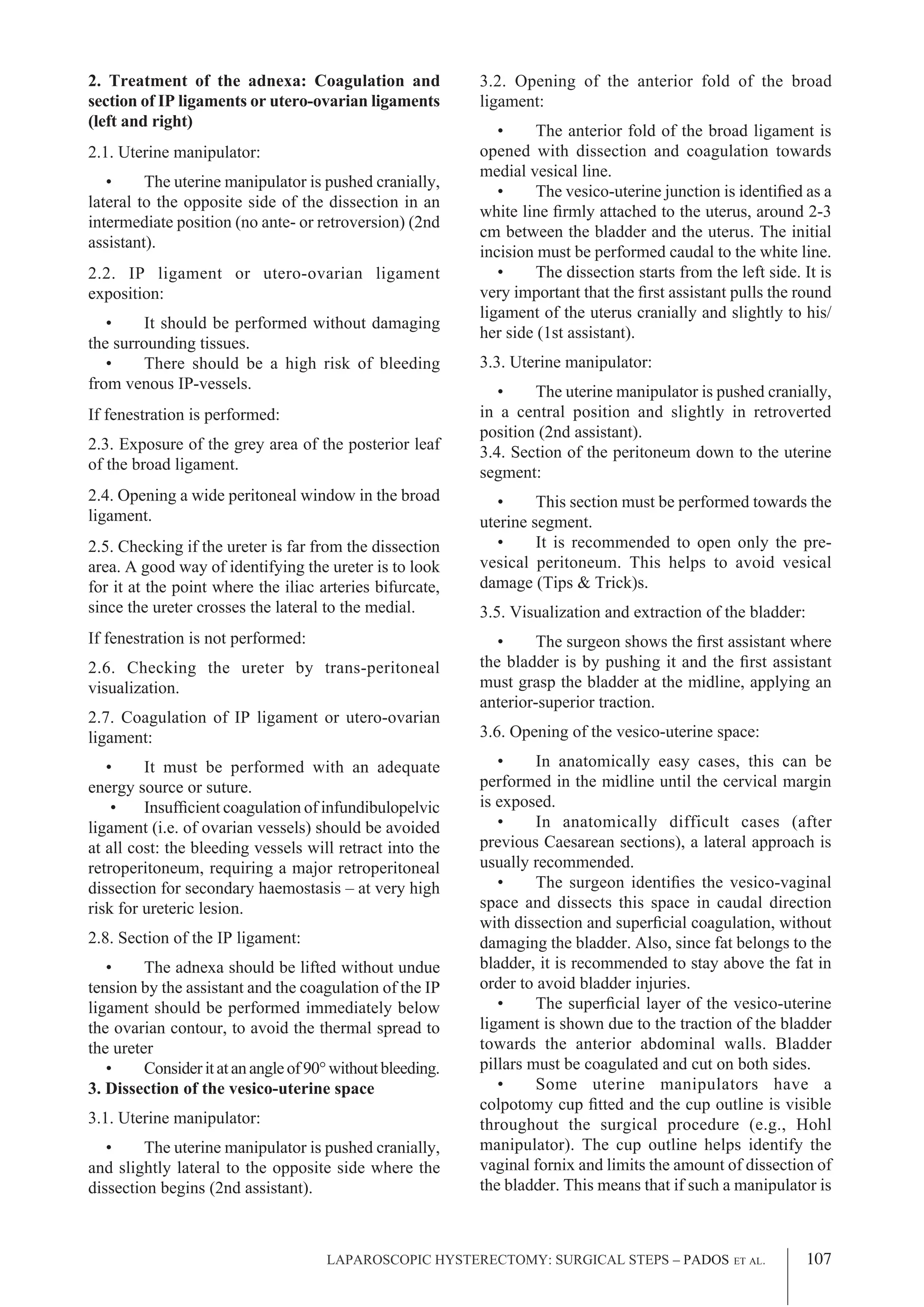 ESGE surgical steps of total laparoscopic hysterectomy | PDF