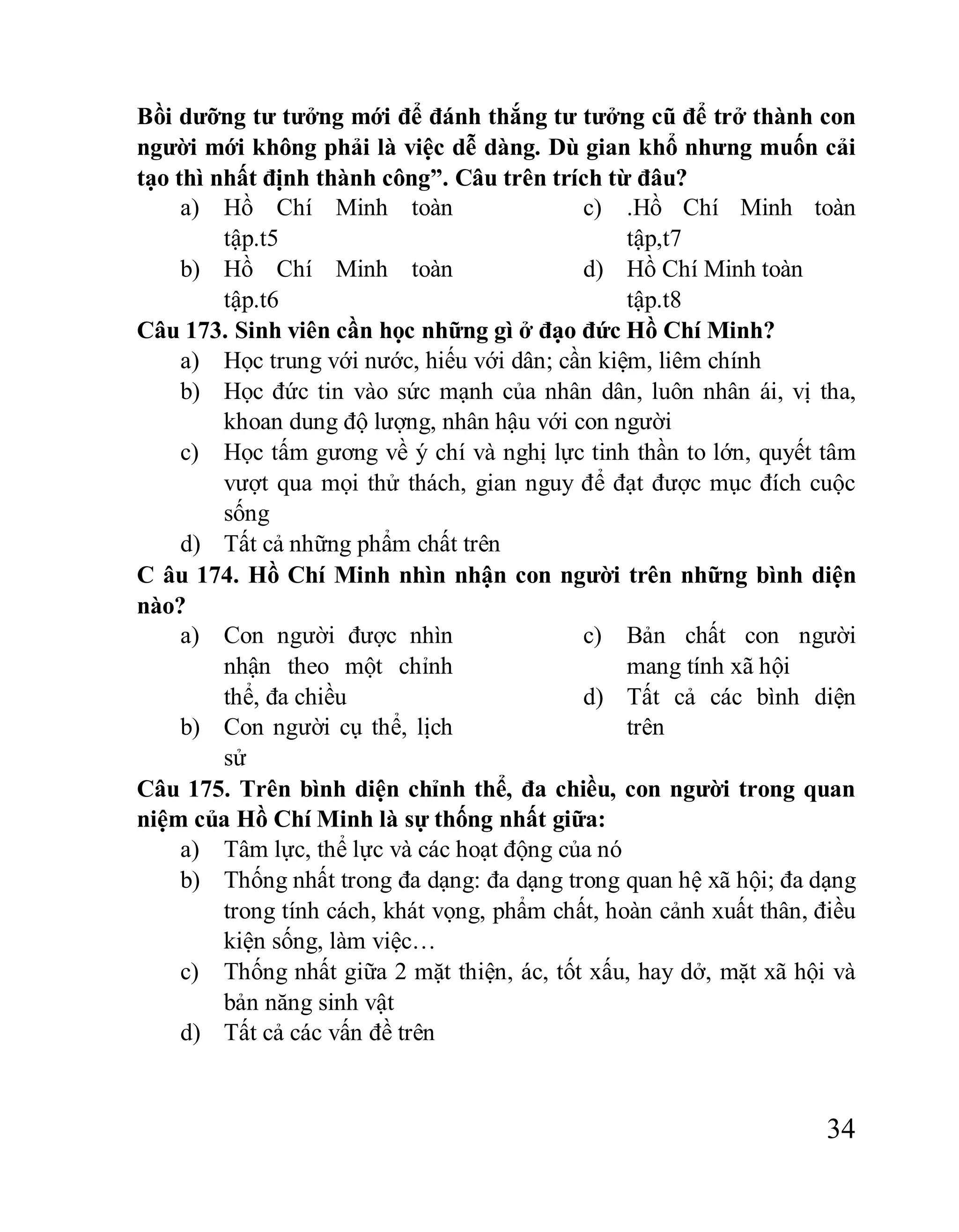 Trắc nghiệm Tư tưởng HCM | PDF