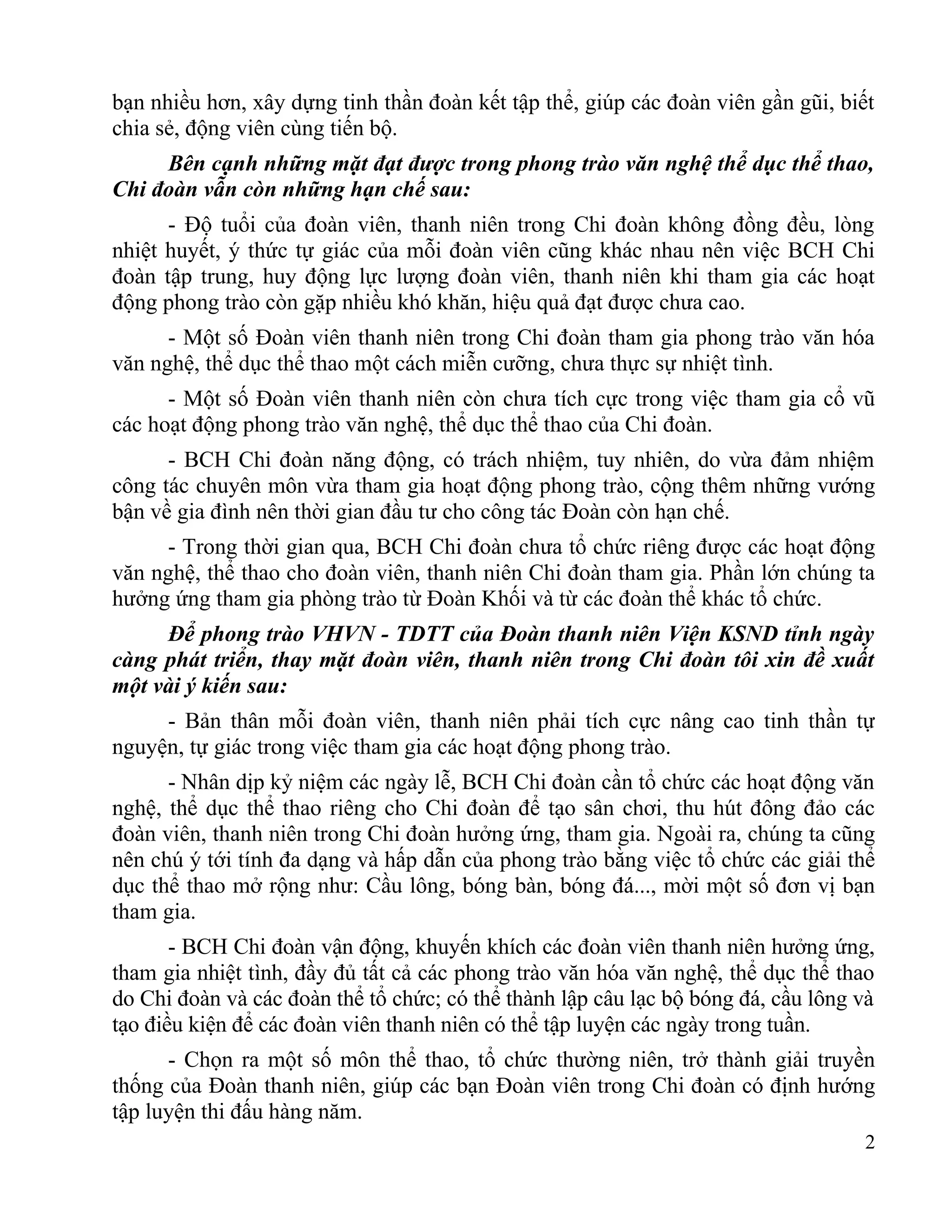 Tham luận phát triển phong trào VHVN TDTT | DOC
