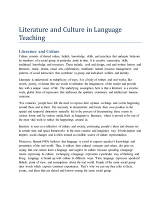 Literature and Culture. Strategies to overcome cultural problems in ...