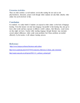 Literature and Culture. Strategies to overcome cultural problems in ...