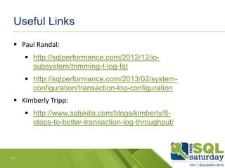Performance Tuning of the Transaction Log | PPTX | Databases | Computer Software and Applications