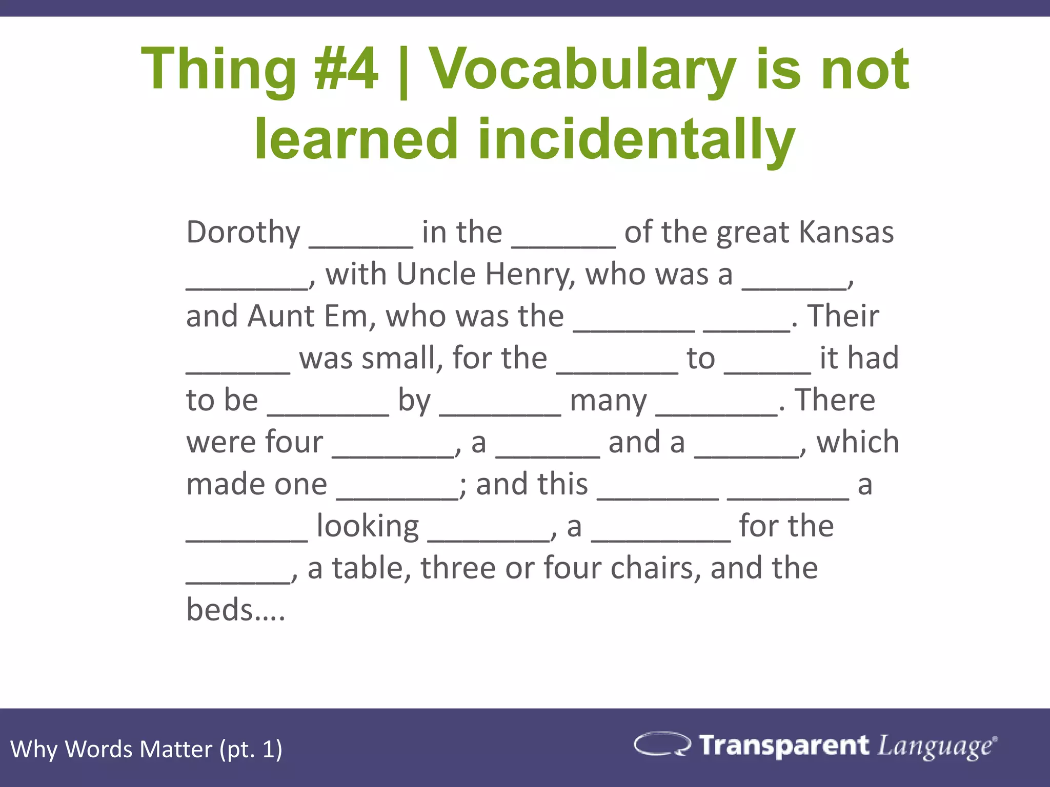 Why Words Matter: 5 Things You Should Know About Teaching Vocabulary to ...