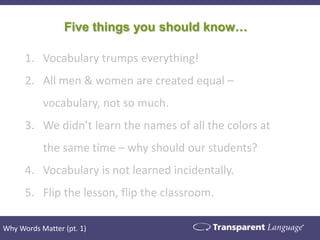 Why Words Matter: 5 Things You Should Know About Teaching Vocabulary to ...