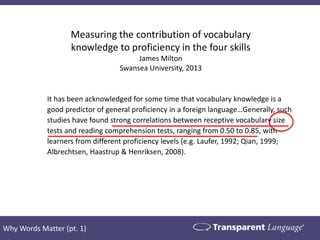 Why Words Matter: 5 Things You Should Know About Teaching Vocabulary to ...