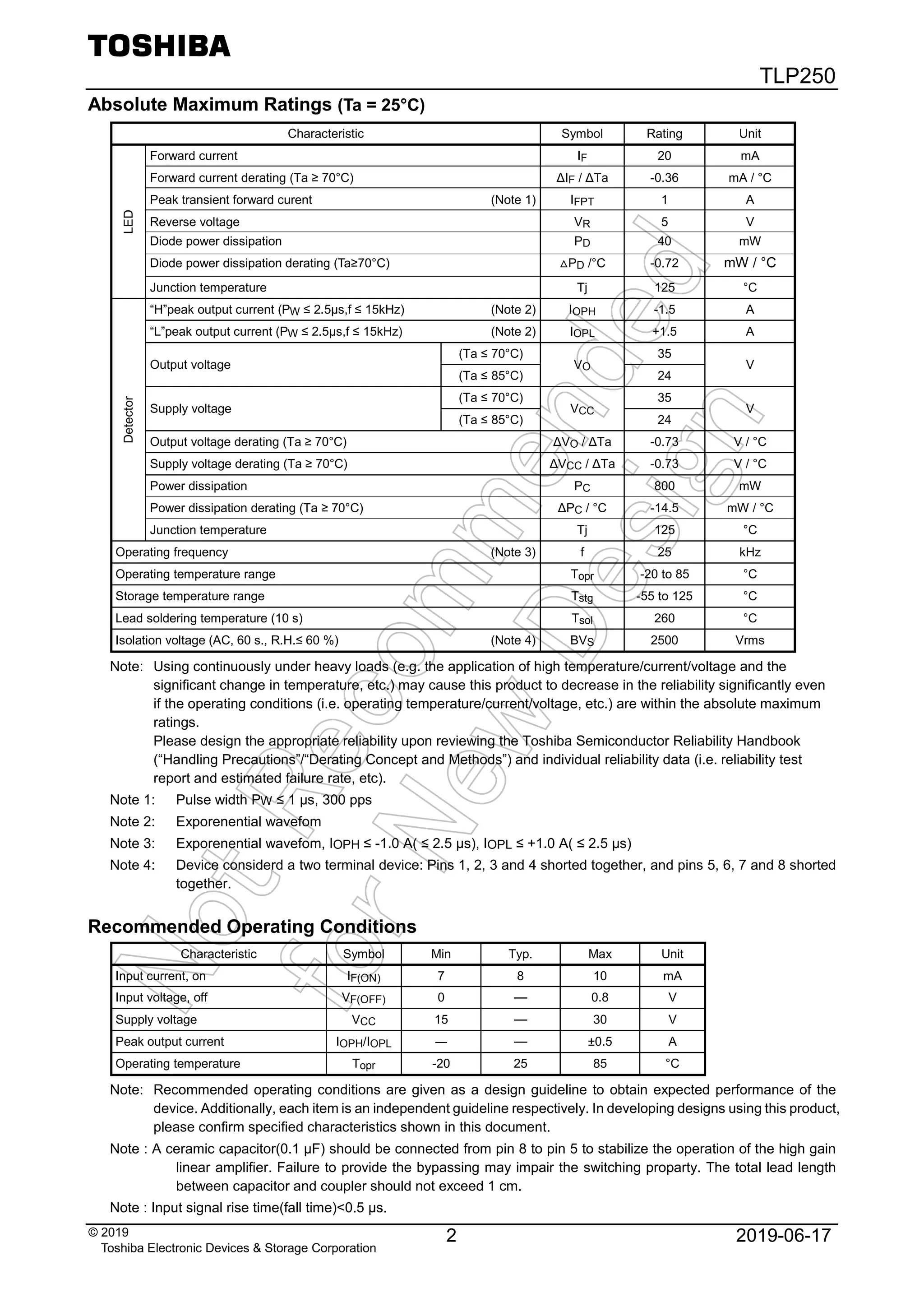 Original Opto TLP250 P250 DIP-8 New Toshiba | PDF
