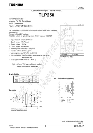 Original Opto TLP250 P250 DIP-8 New Toshiba | PDF