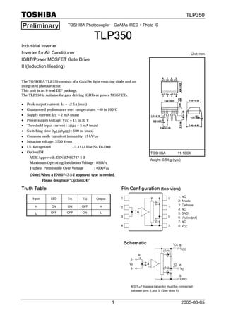 Original Opto TLP350 P350 350 DIP-8 New Toshiba | PDF