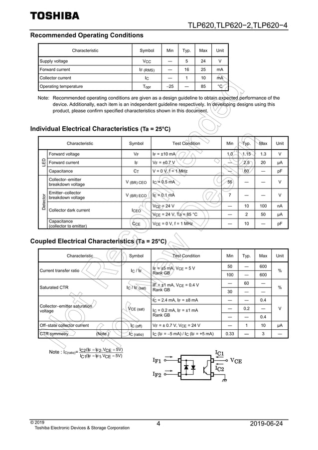 Original Opto TLP620GB TLP620 P620 620 DIP-4 New ToshibaOriginal Opto ...