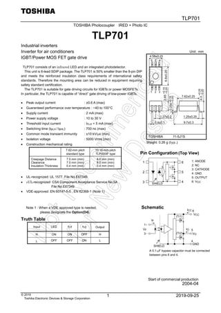 Original Opto TLP701 P701 701 SOP-6 New Toshiba | PDF