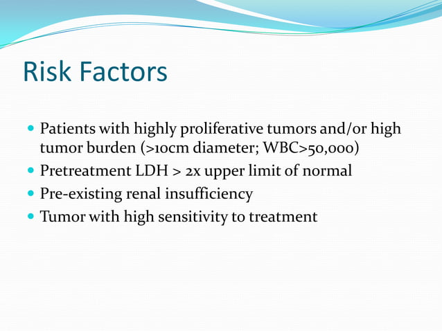 TUMOR LYSIS SYNDROME | PPTX | Blood Disorders | Diseases and Conditions