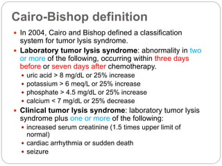Tumor lysis syndrome | PPTX | Blood Disorders | Diseases and Conditions