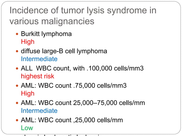 Tumor lysis syndrome | PPTX | Blood Disorders | Diseases and Conditions