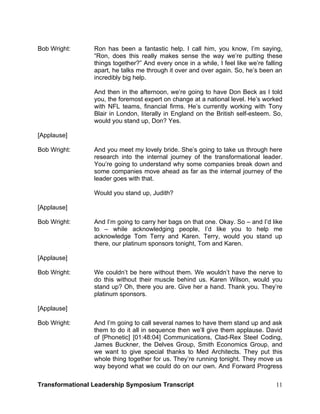 Transformational Leadership Symposium Transcript, Friday Evening | PDF