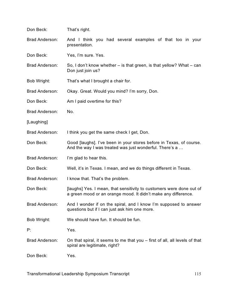 Transformational Leadership Symposium Transcript, Saturday