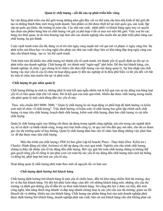 Đề thi Quản trị chất lượng | DOCX