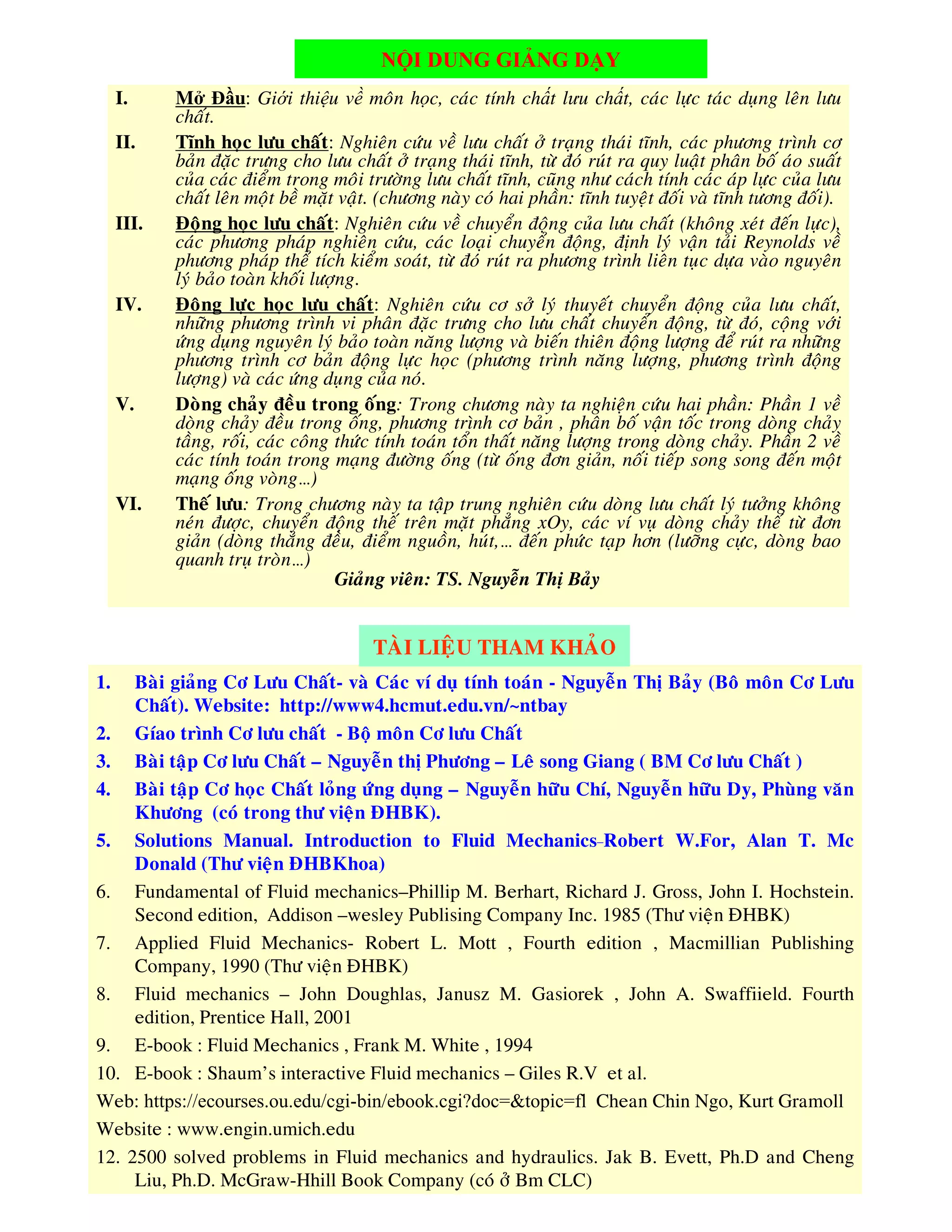 Cơ lưu chất Tltk | PDF