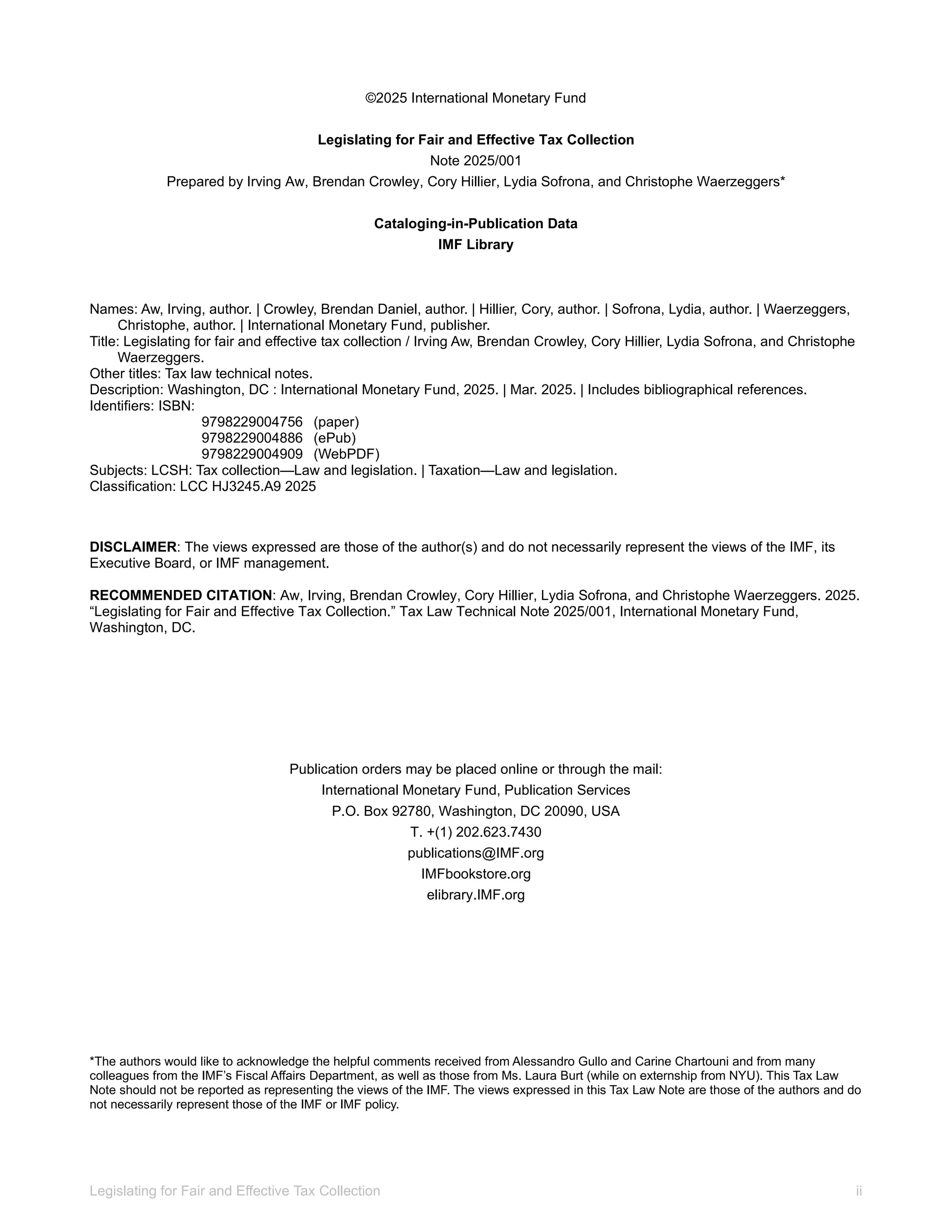 Έκθεση ΔΝΤ «Legislating for Fair and Effective Tax Collection» | PDF