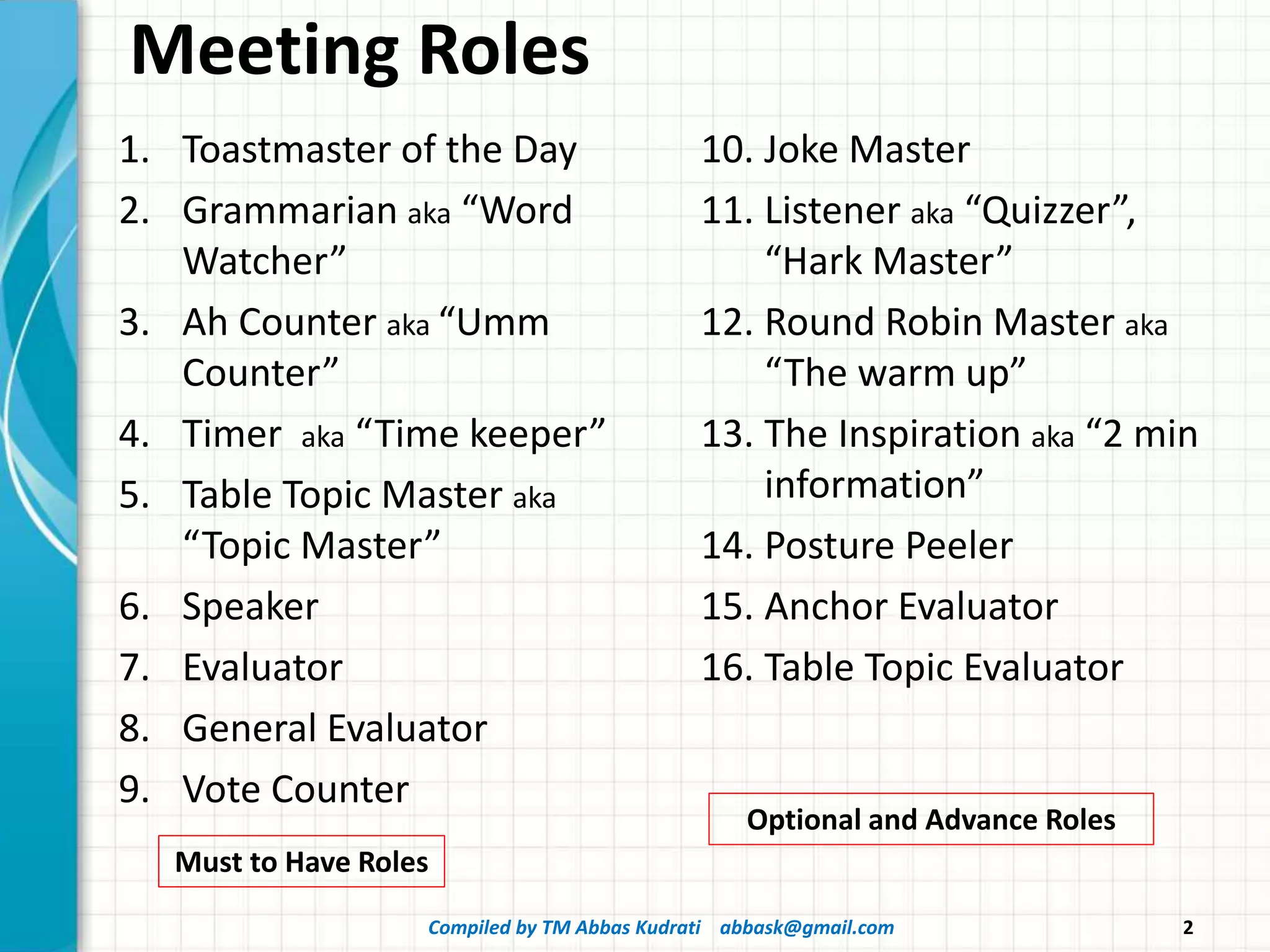 Tm meeting roles abbas | PDF