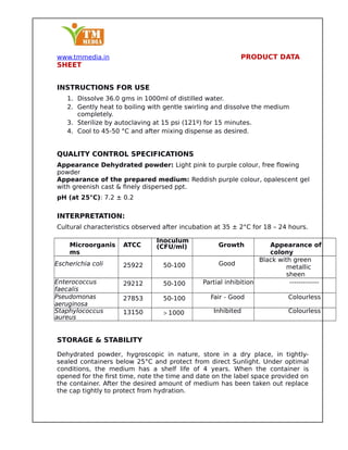 EMB Agar by TM Media | PDF