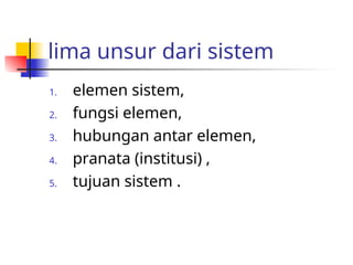 SISTEM PEREKONOMIAN DI INDONESIA, ELEMEN, FUNGSI,.ppt