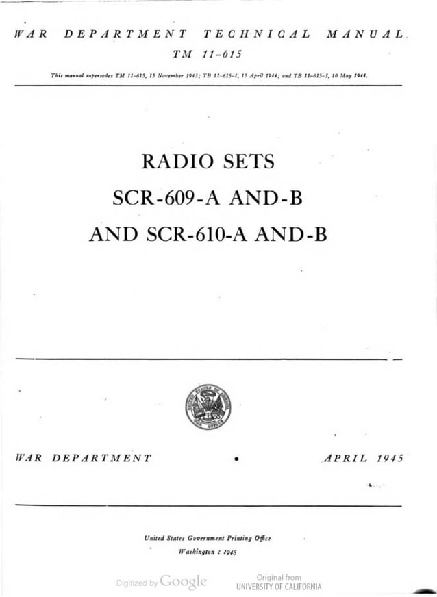 Radio SCR 609 / 610. TM 11-615. | PDF