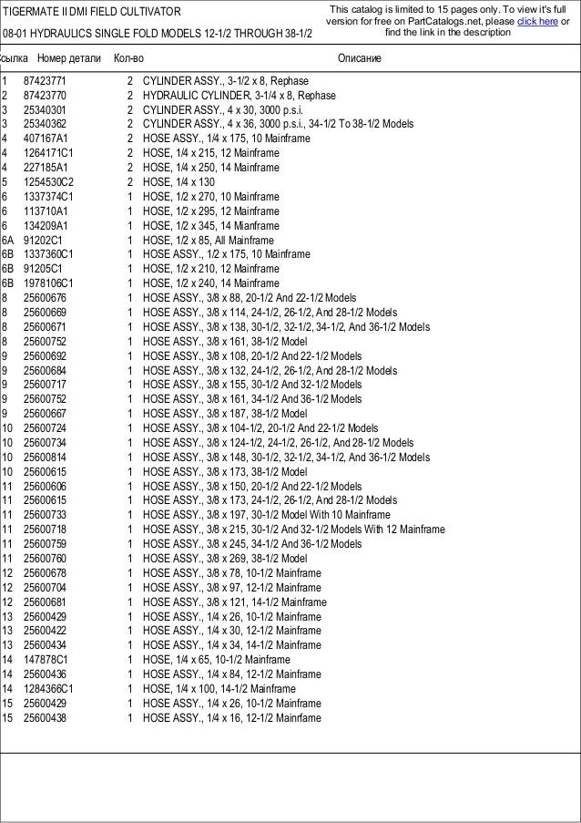 CASE Tigermate 2 DMI Field Cultivator parts catalog