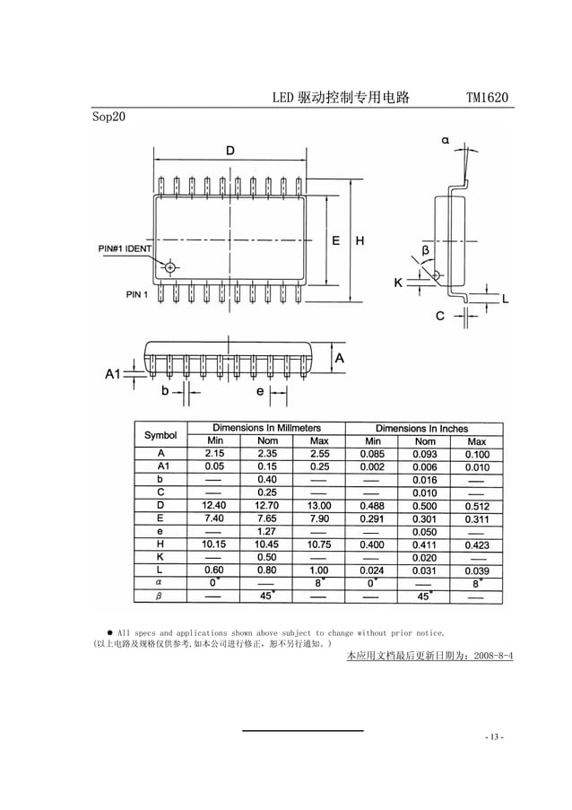 Original Led Driver IC TM1620 1620 New Shenzhen | PDF