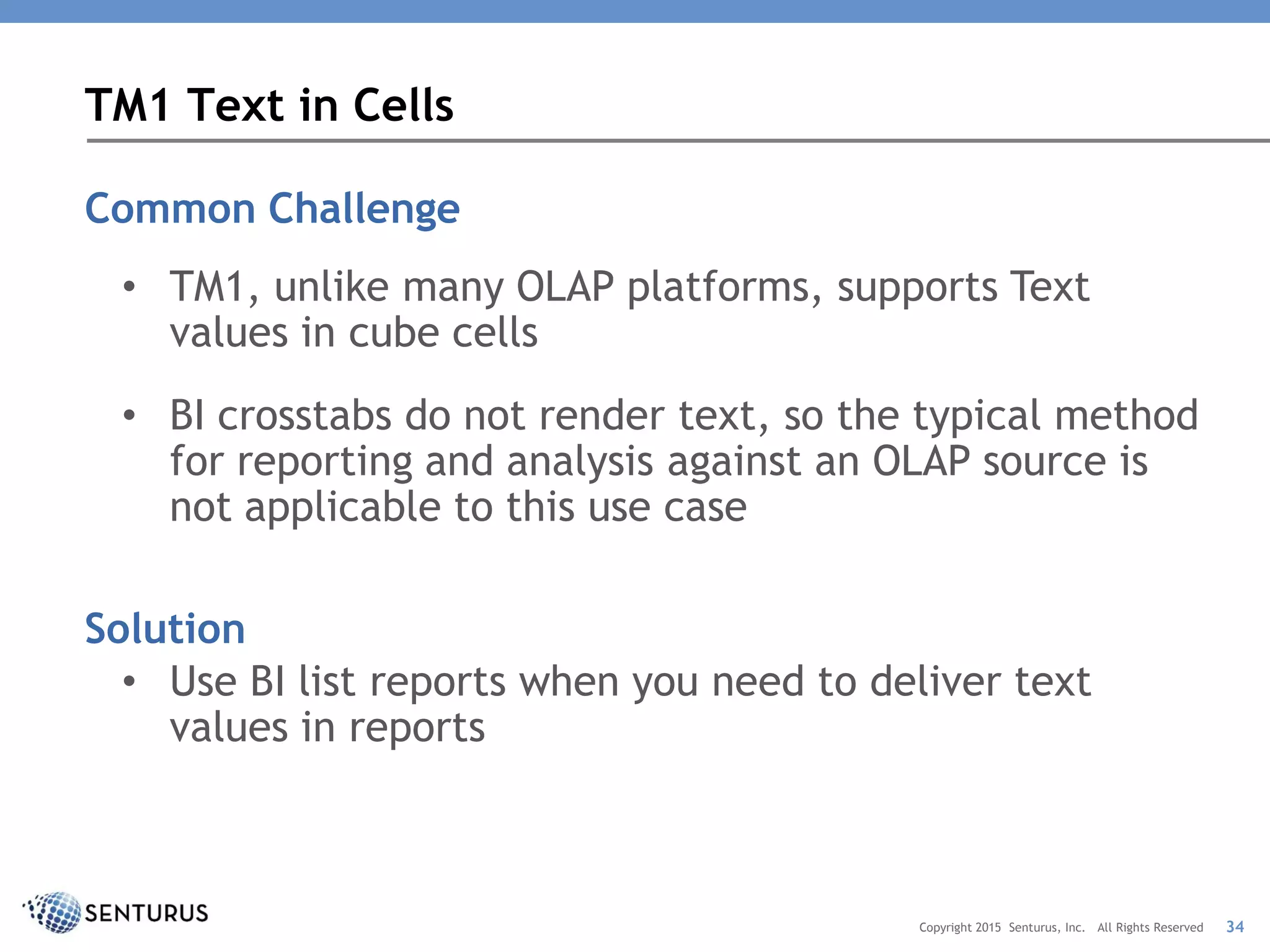 Using TM1 Cubes with Cognos BI: Three Tips for TM1 Cube Design | PDF