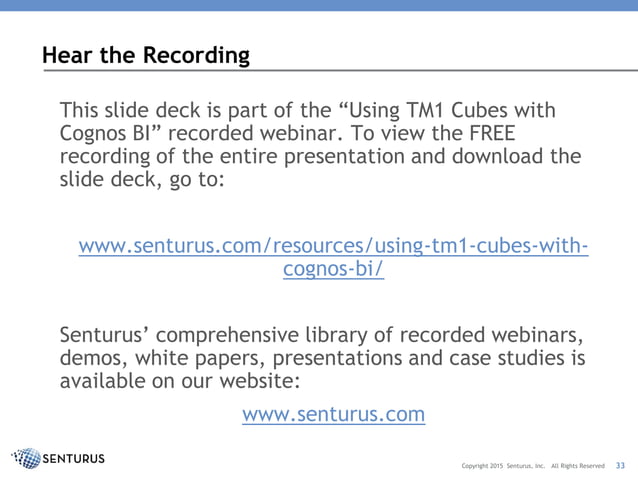 Using TM1 Cubes with Cognos BI: Three Tips for TM1 Cube Design | PDF