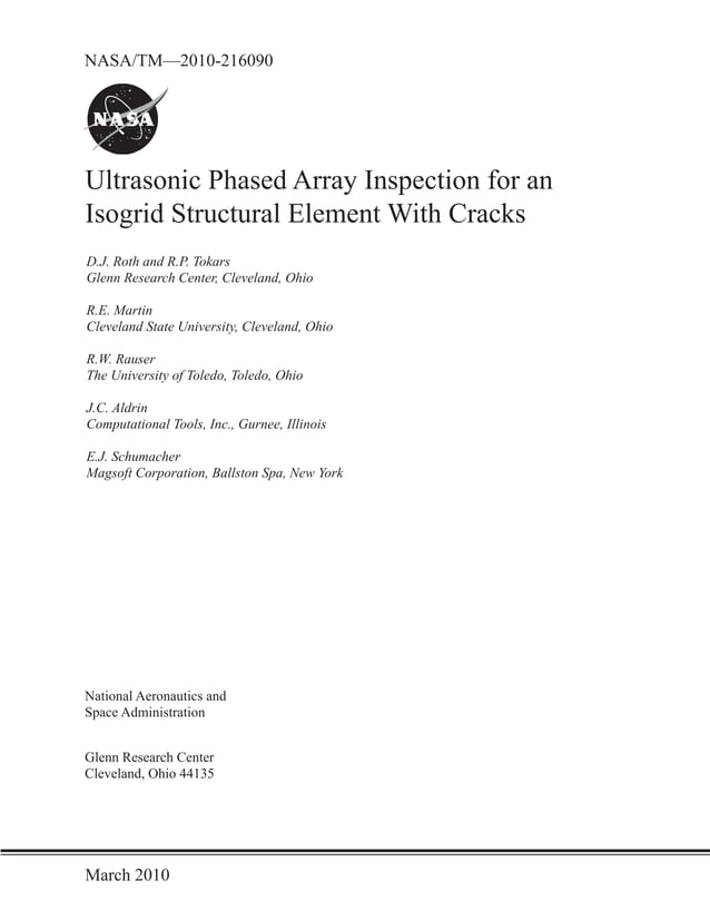 Ultrasonic Phased Array Inspection for Isogrid Structural Element with Cracks | PDF