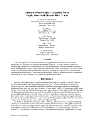 Ultrasonic Phased Array Inspection for Isogrid Structural Element with Cracks | PDF