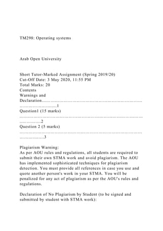 TM298 Operating systemsArab Open University Short.docx