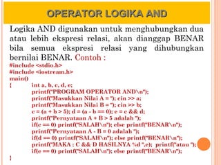 Algoritma Pemrograman - Operator | PPT