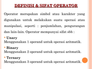 Algoritma Pemrograman - Operator | PPT
