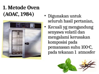 analisis kadar air pada berbagai jenis bahan pangan untuk menentukan ...