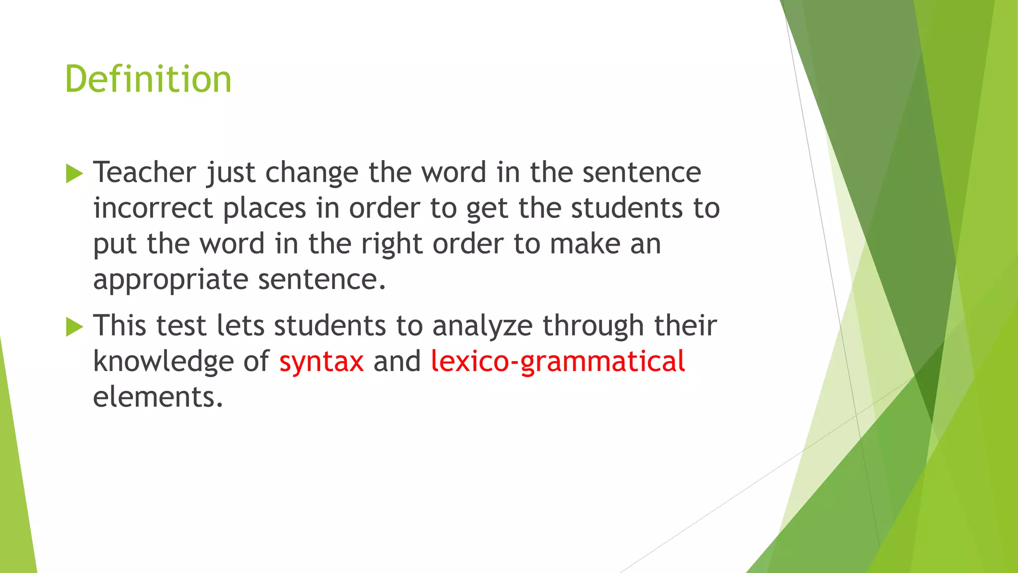 Sentence reordering | PPTX