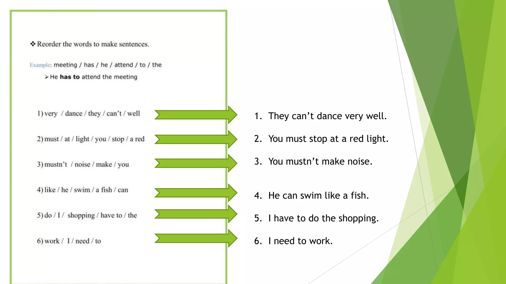 Sentence reordering | PPTX