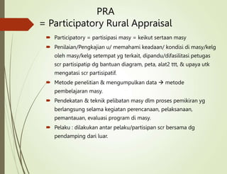 Teknik Pemberdayaan / PRA PRA PLA CSS MMD | PPT