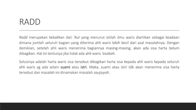 CARA PERHITUNGAN WARIS, AUL DAN RADD | PPTX