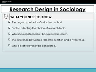 Research design in sociology incorporated | PPTX
