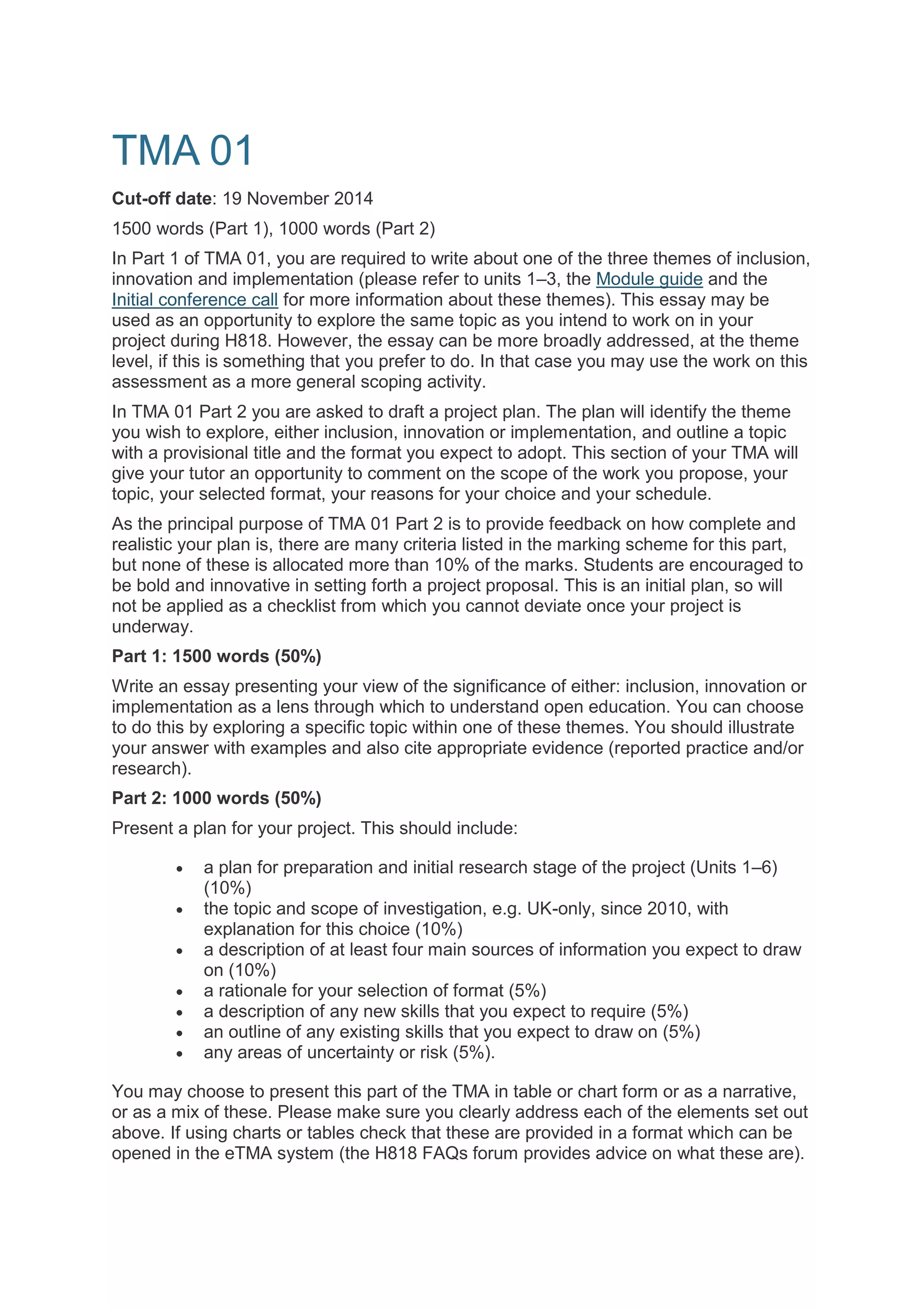 Tma 01 Task sheet | PDF