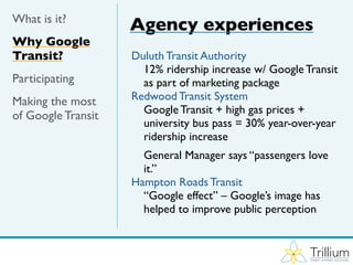 TNT/TMA board Google Transit presentation | PPT