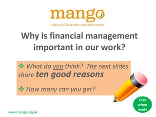Mango Training for NGOs - key financial concepts and jargon | PPTX