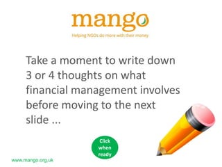 Mango Training for NGOs - key financial concepts and jargon | PPTX
