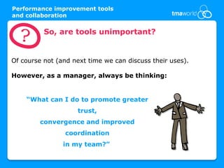 TMA World: Performance Improvement Tools and Collaboration | PPT