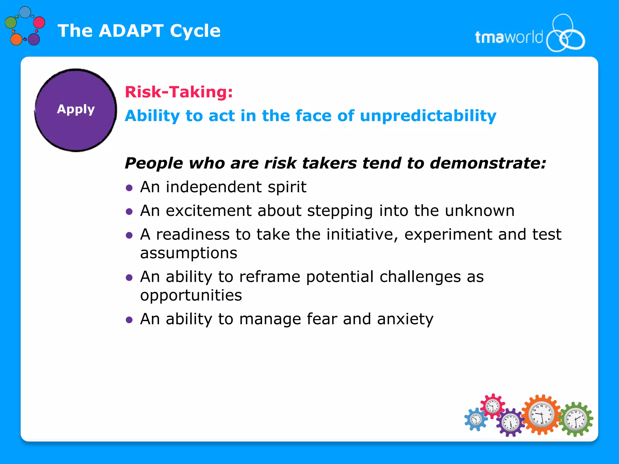 TMA World Viewpoint 18 The ADAPT Cycle