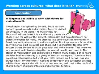 TMA World Viewpoint: Working Successfully Across Cultures | PDF